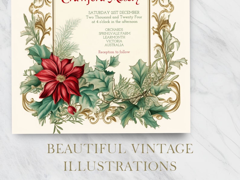 Victorian Wedding Invitation, INSTANT DOWNLOAD, Vintage Christmas ...