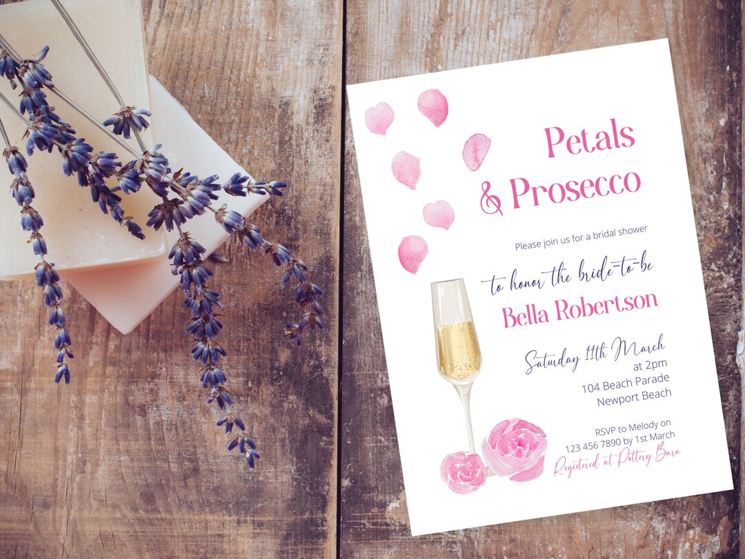 Petals & Prosecco Bridal Shower Invitation, INSTANT DOWNLOAD, Editable ...