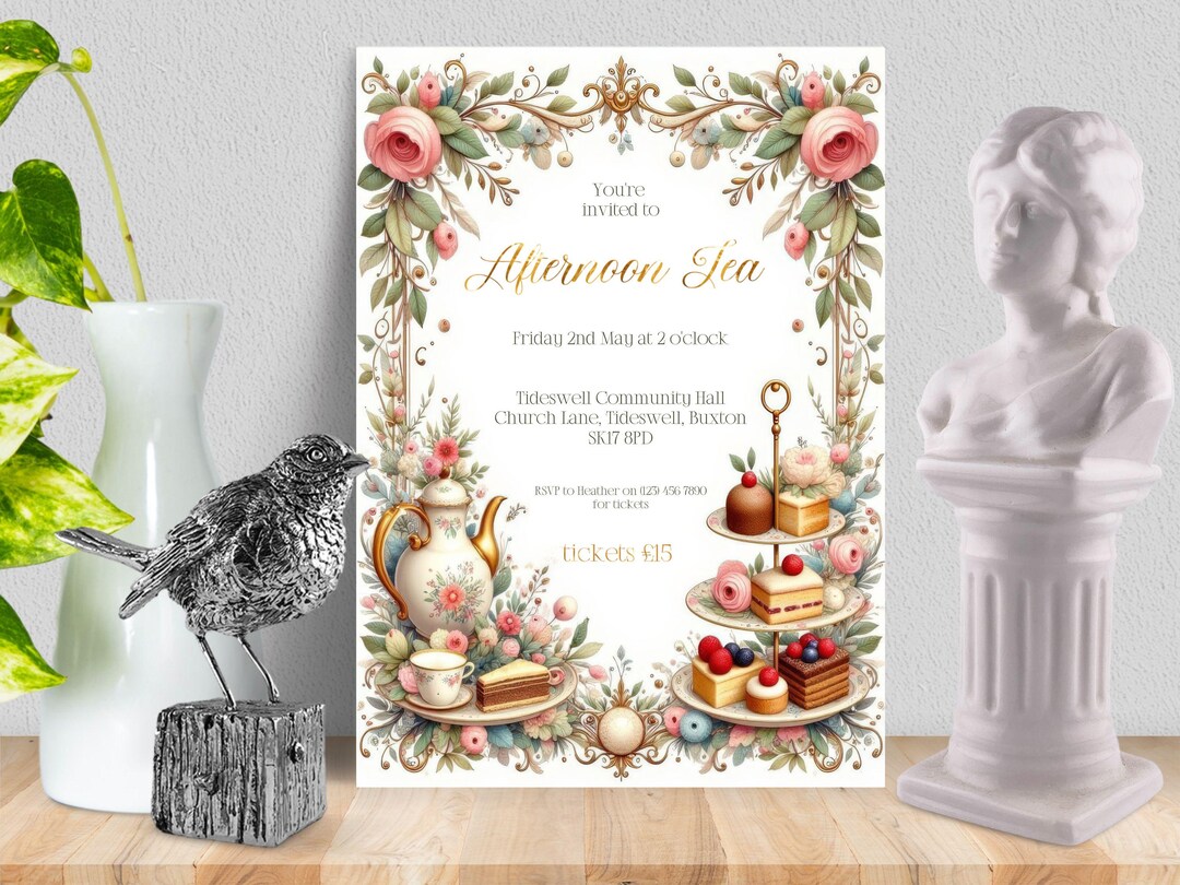 Afternoon Tea Invitation, Tea Party Invitation, INSTANT DOWNLOAD ...