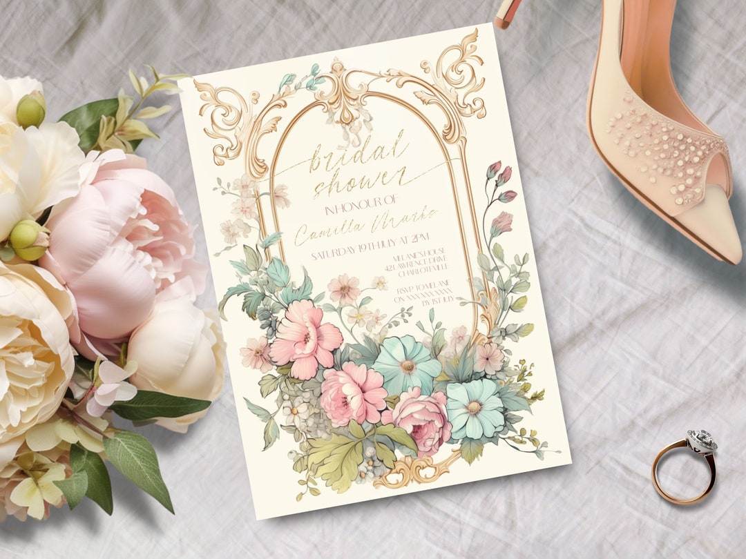 Victorian Bridal Shower Invitation, INSTANT DOWNLOAD, Vintage Floral ...