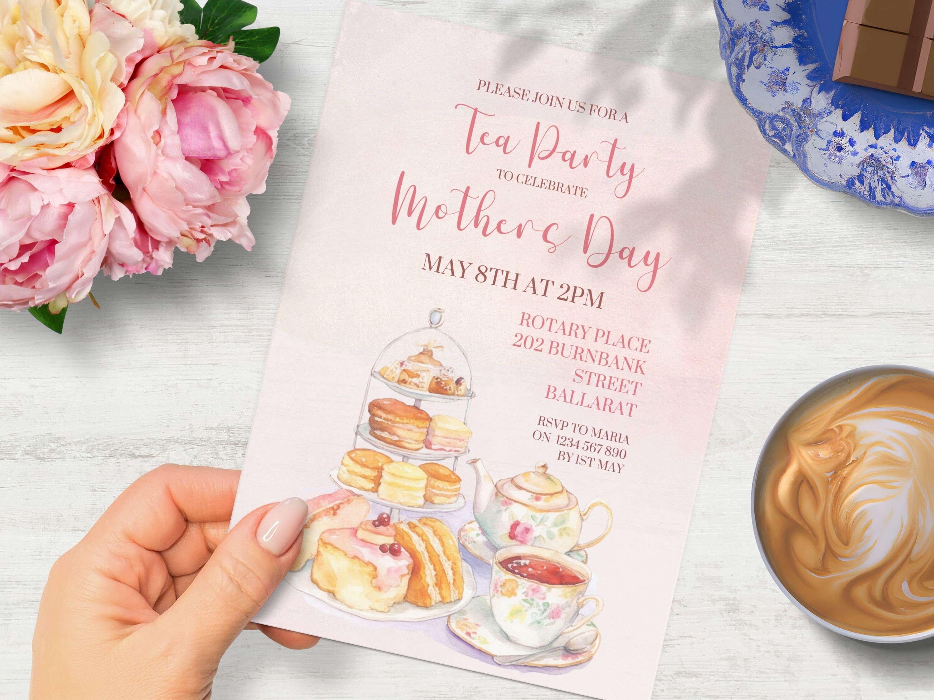 Mothers Day Tea Party Invitation INSTANT DOWNLOAD Mother's Day Brunch ...