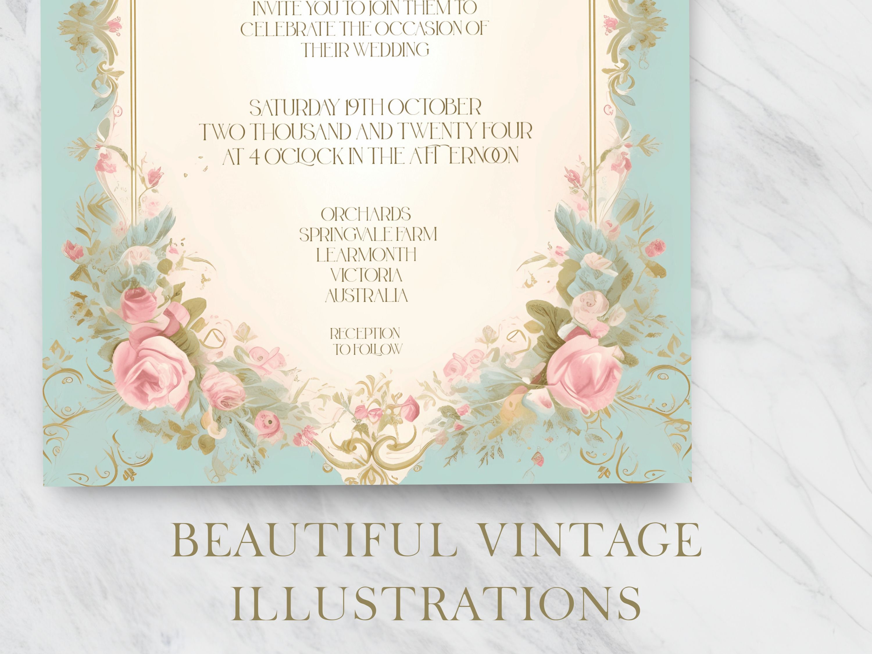 Victorian Wedding Invitation, INSTANT DOWNLOAD, Vintage Floral Invite ...