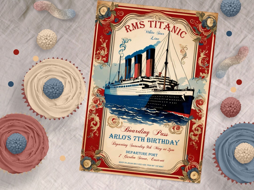 Titanic Birthday Party Invitation, INSTANT DOWNLOAD, Vintage Travel ...