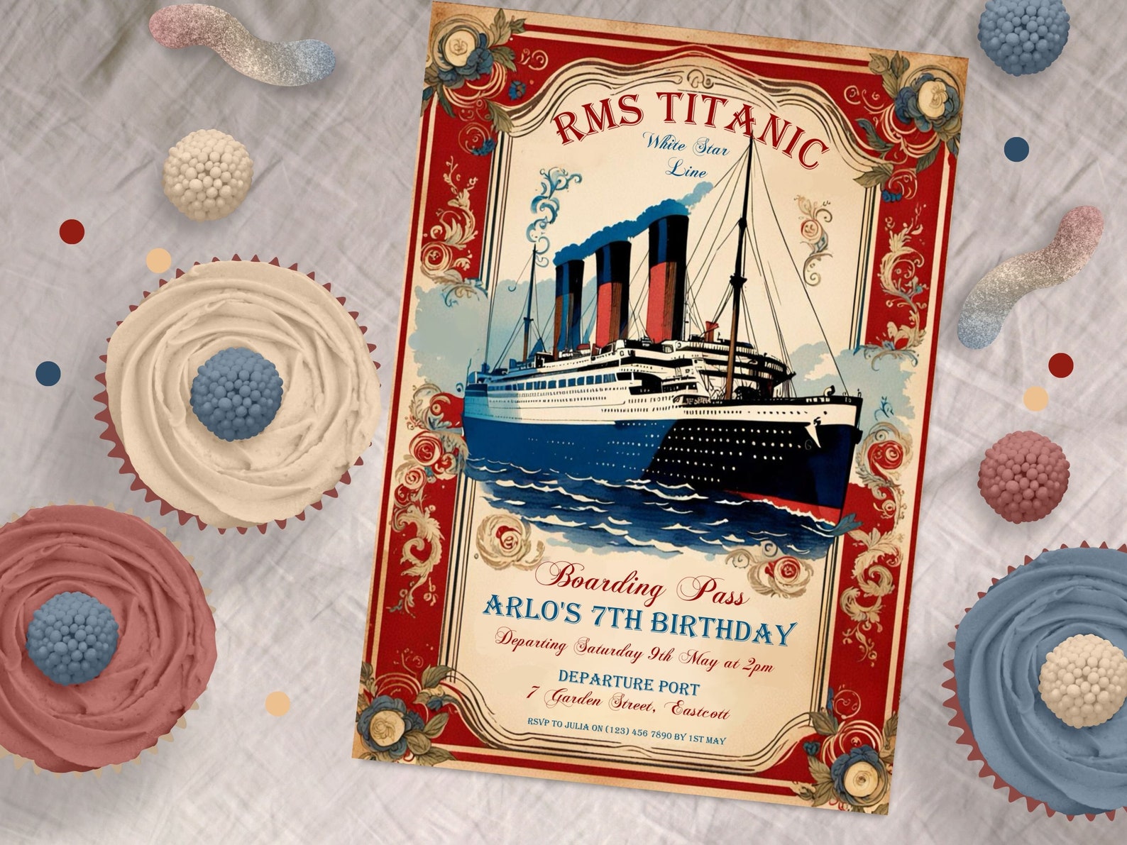Titanic Birthday Party Invitation, INSTANT DOWNLOAD, Vintage Travel ...