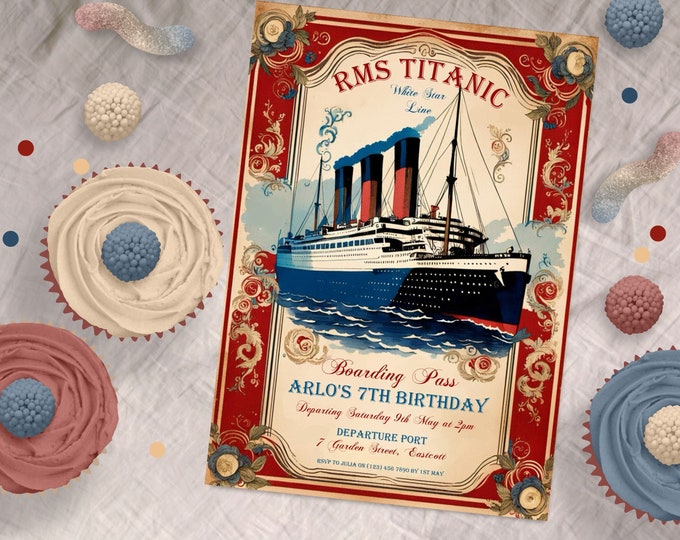 Titanic Birthday Invitation | Vintage Nautical Theme (digital Invite ...