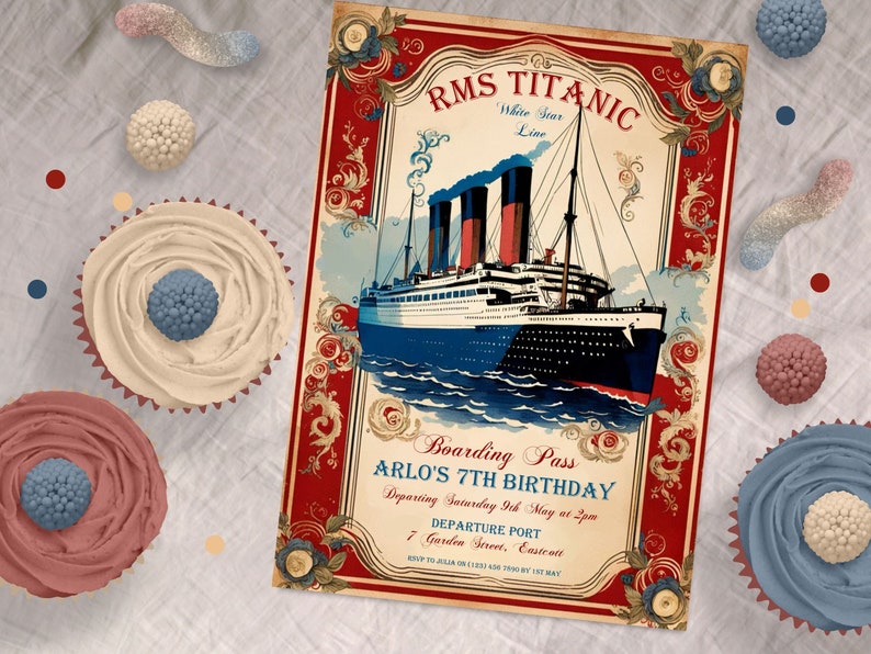 Titanic Birthday Party Invitation, INSTANT DOWNLOAD, Vintage Travel ...
