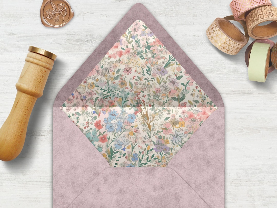 Floral Envelope Liner, INSTANT DOWNLOAD, Canva Template, Botanical ...