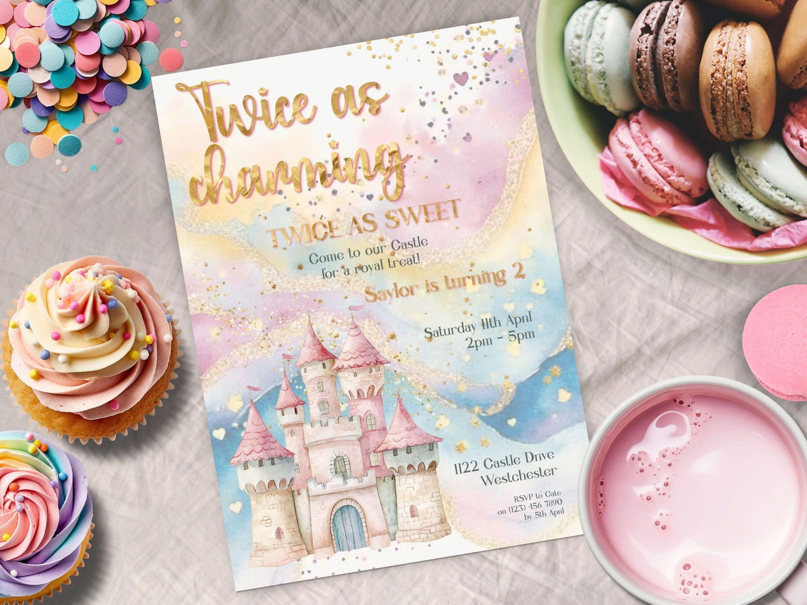 Princess Birthday Invitation, INSTANT DOWNLOAD, Girl Turning Two ...