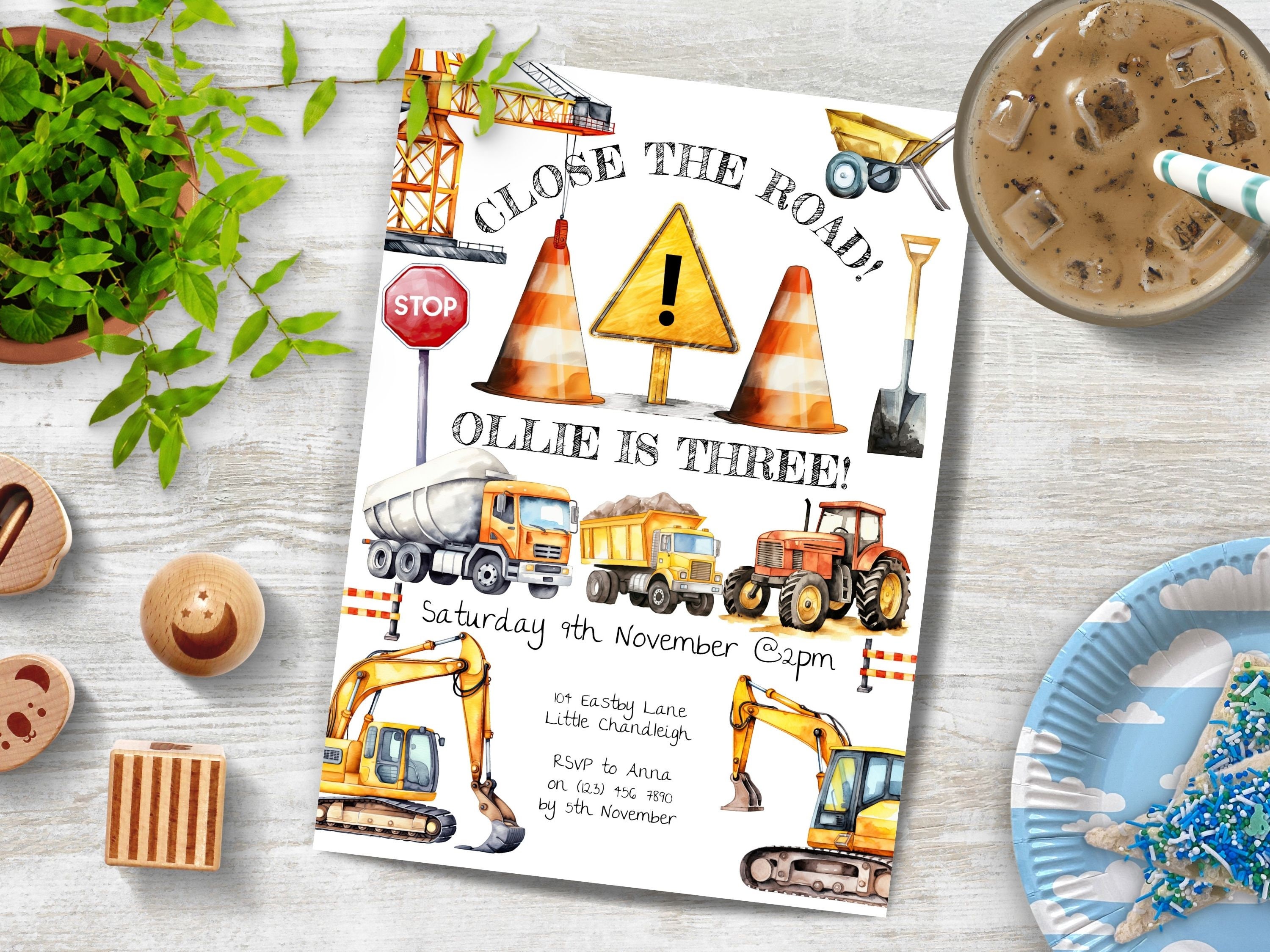Construction Theme Birthday Invitation INSTANT DOWNLOAD Dump - Etsy