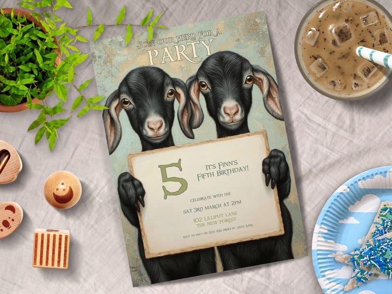 Nubian Goat Party Invitation, INSTANT DOWNLOAD, Join the Herd, Billy ...