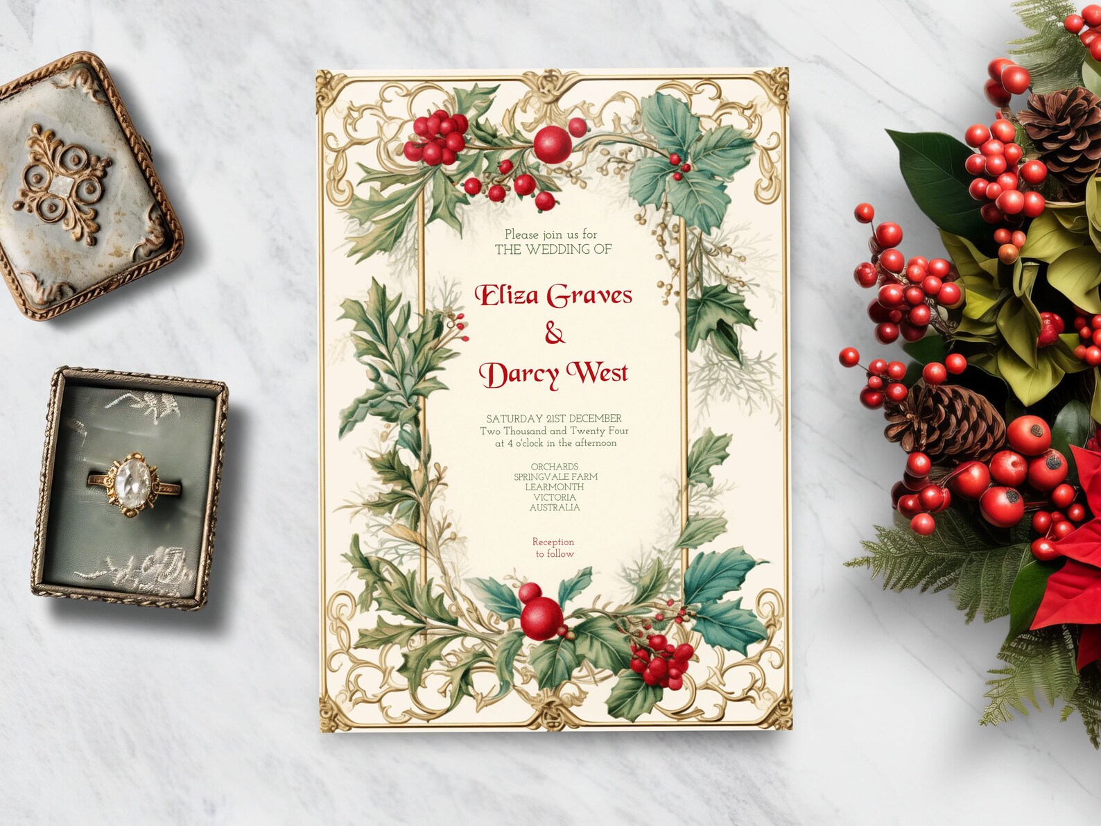 Victorian Wedding Invitation, INSTANT DOWNLOAD, Vintage Christmas ...