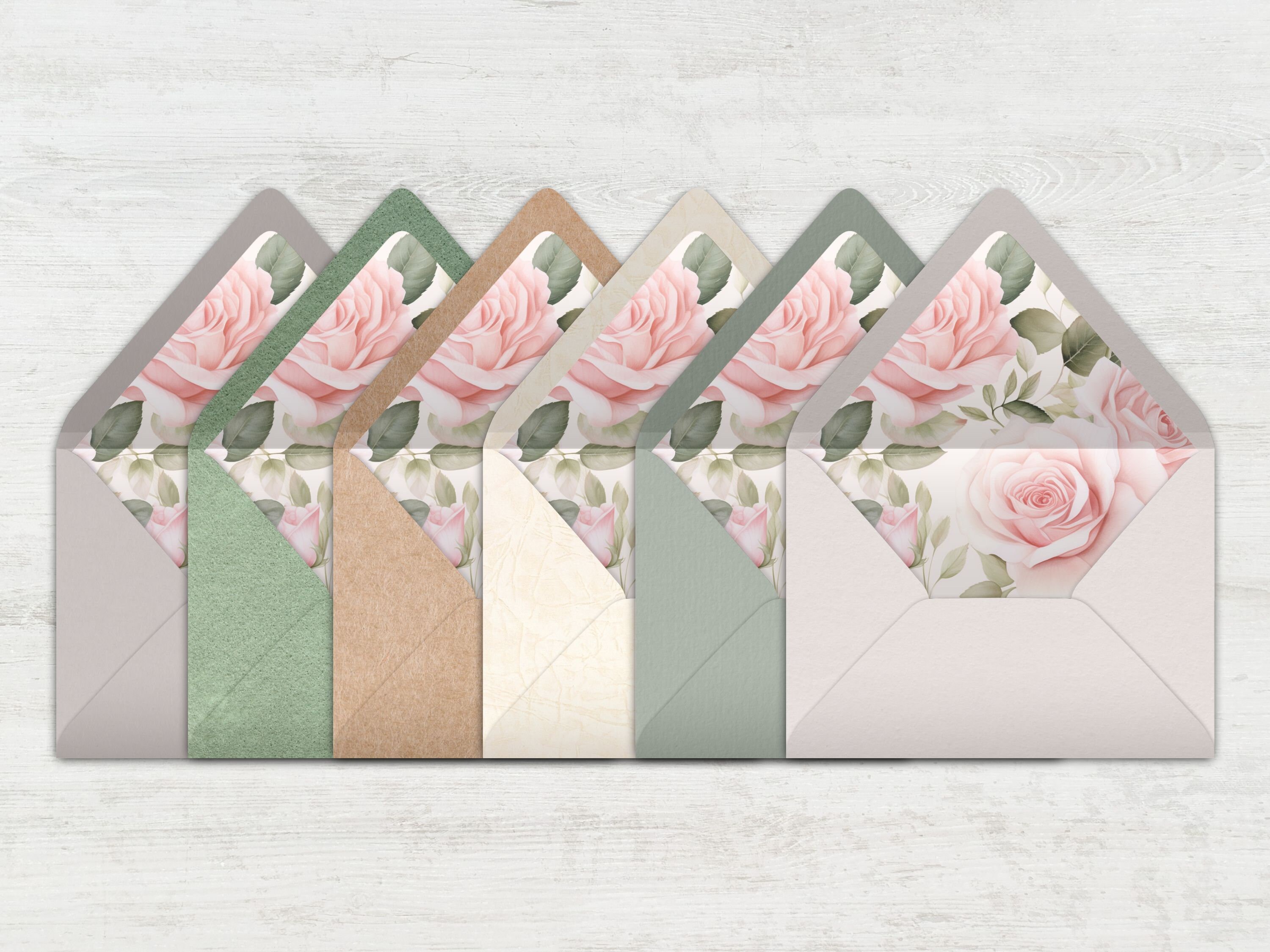 Wedding Envelope Liners, INSTANT DOWNLOAD, Rose Envelope Liner, Pink ...