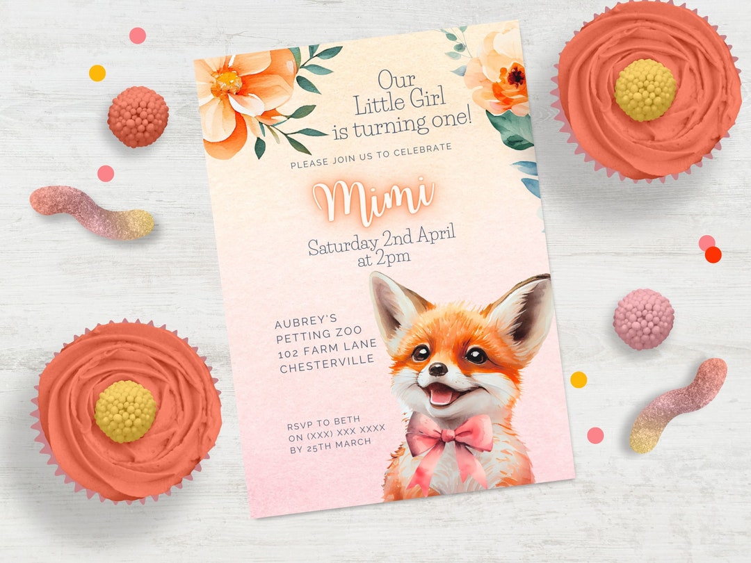 Our Little Girl is Turning One Birthday Invitation INSTANT DOWNLOAD ...