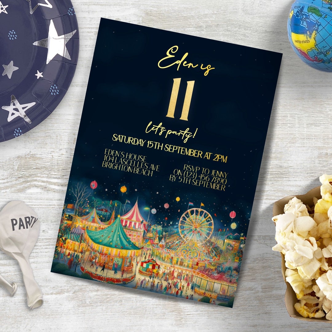 Carnival Invitation, INSTANT DOWNLOAD, Carnival Birthday Party Invite ...