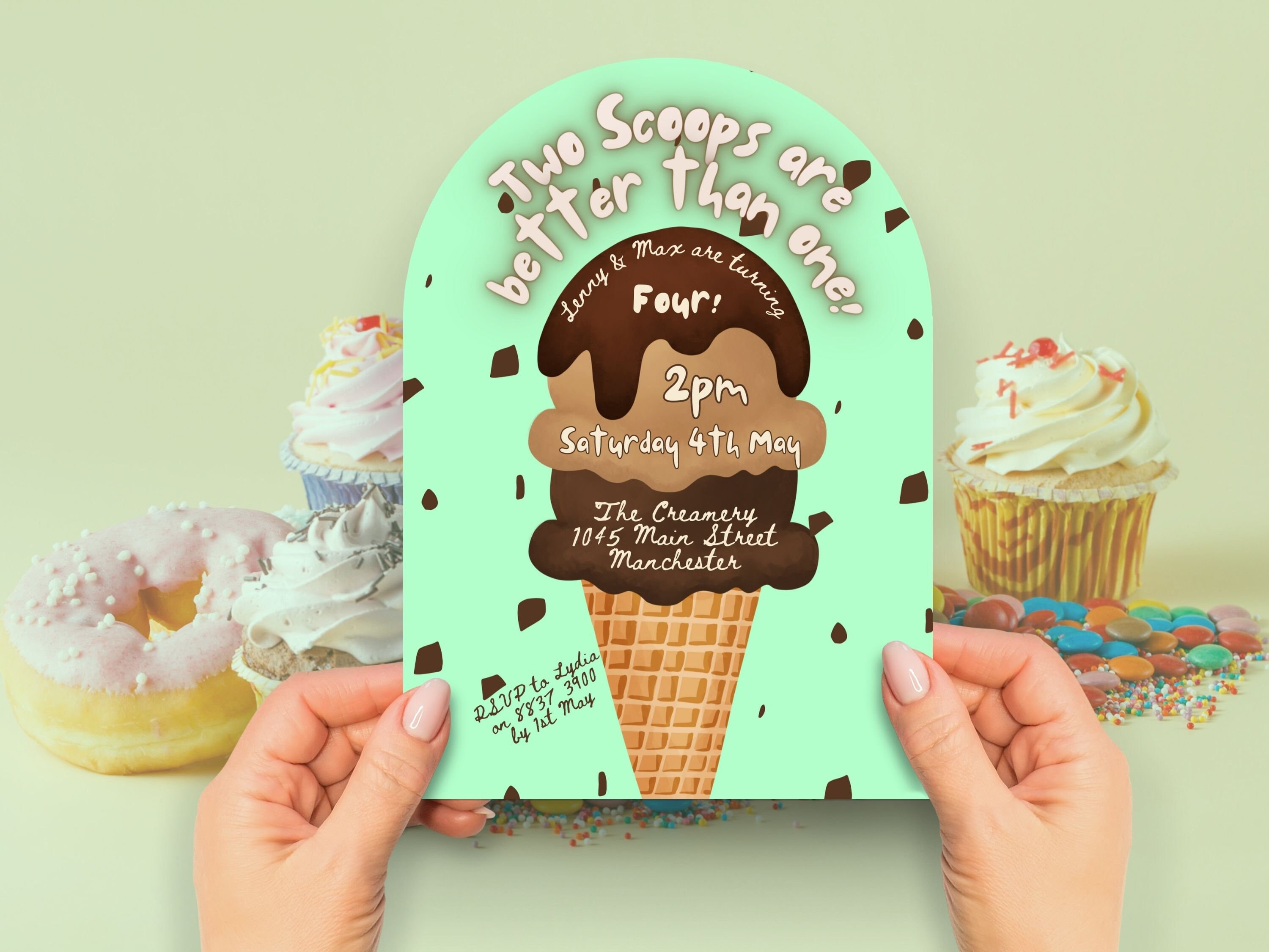 Two Scoops Are Better Than One, Twin Boys Ice Cream Birthday Party ...