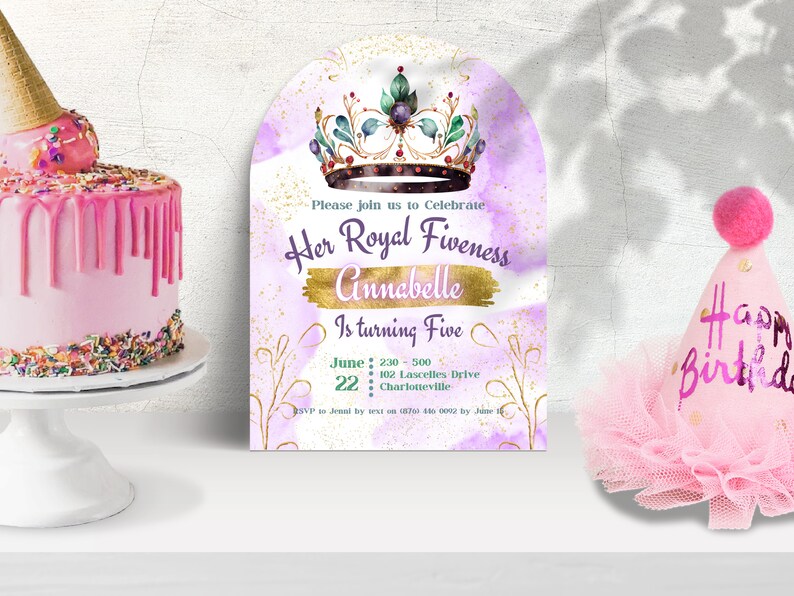 Her Royal Five-ness Birthday Invitation INSTANT DOWNLOAD Edit in Canva ...