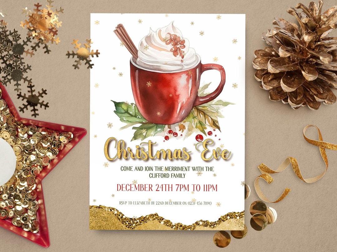 Christmas Eve Invitation, INSTANT DOWNLOAD, Christmas Party Invitation ...