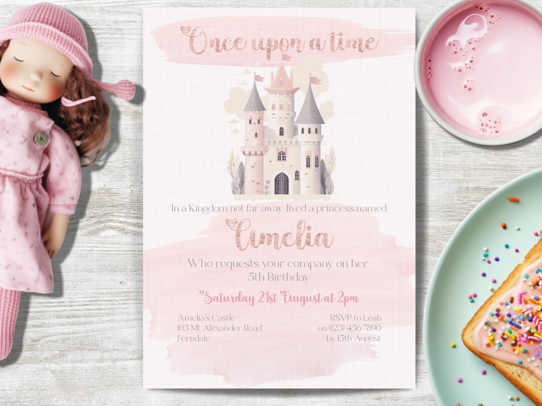 Princess 5th Birthday Party Invitations, INSTANT DOWNLOAD, Princess ...