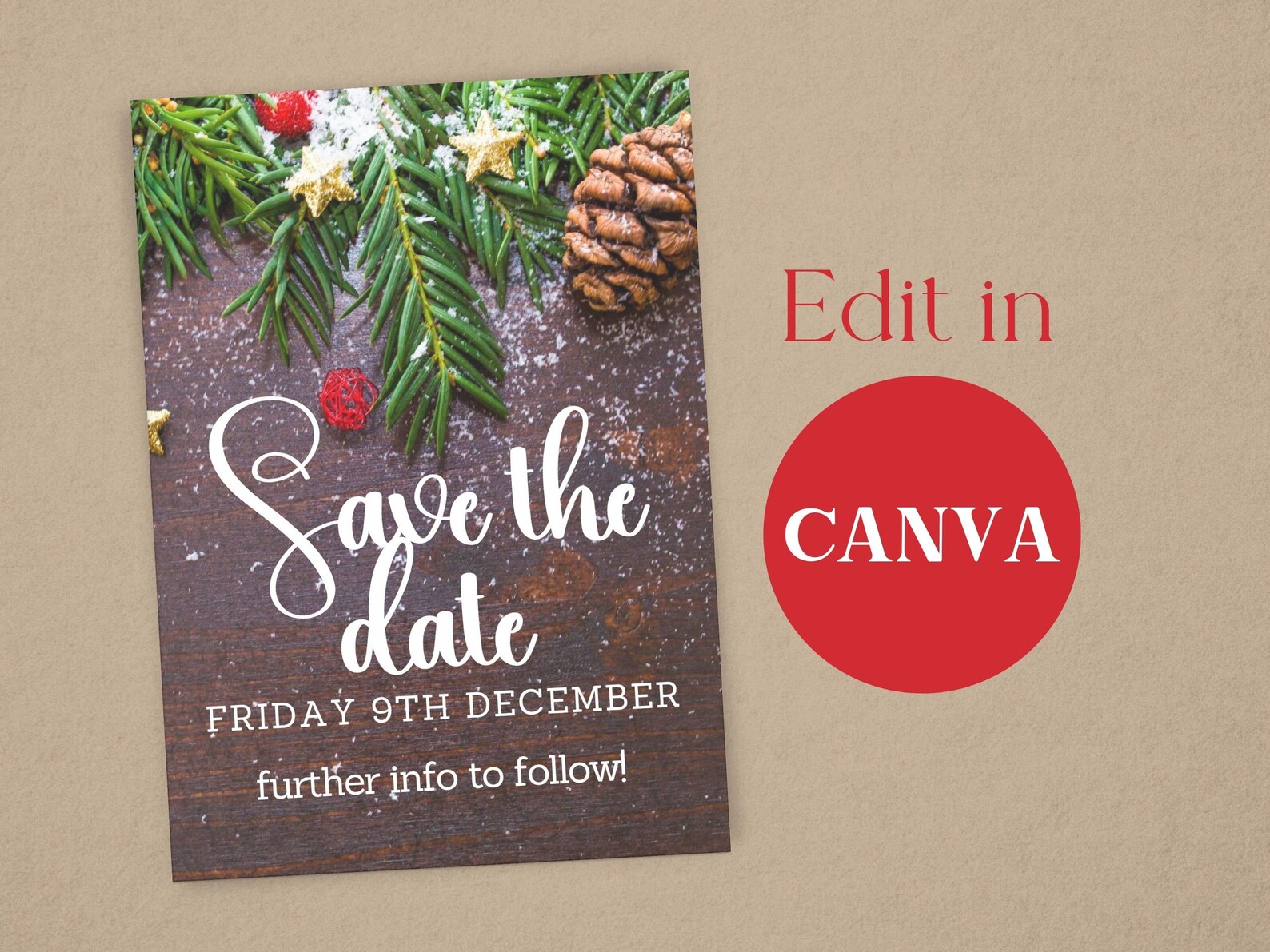 Christmas Save the Date, INSTANT DOWNLOAD, Christmas Party Invite ...