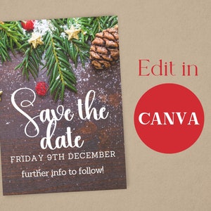 Christmas Save the Date, INSTANT DOWNLOAD, Christmas Party Invite ...