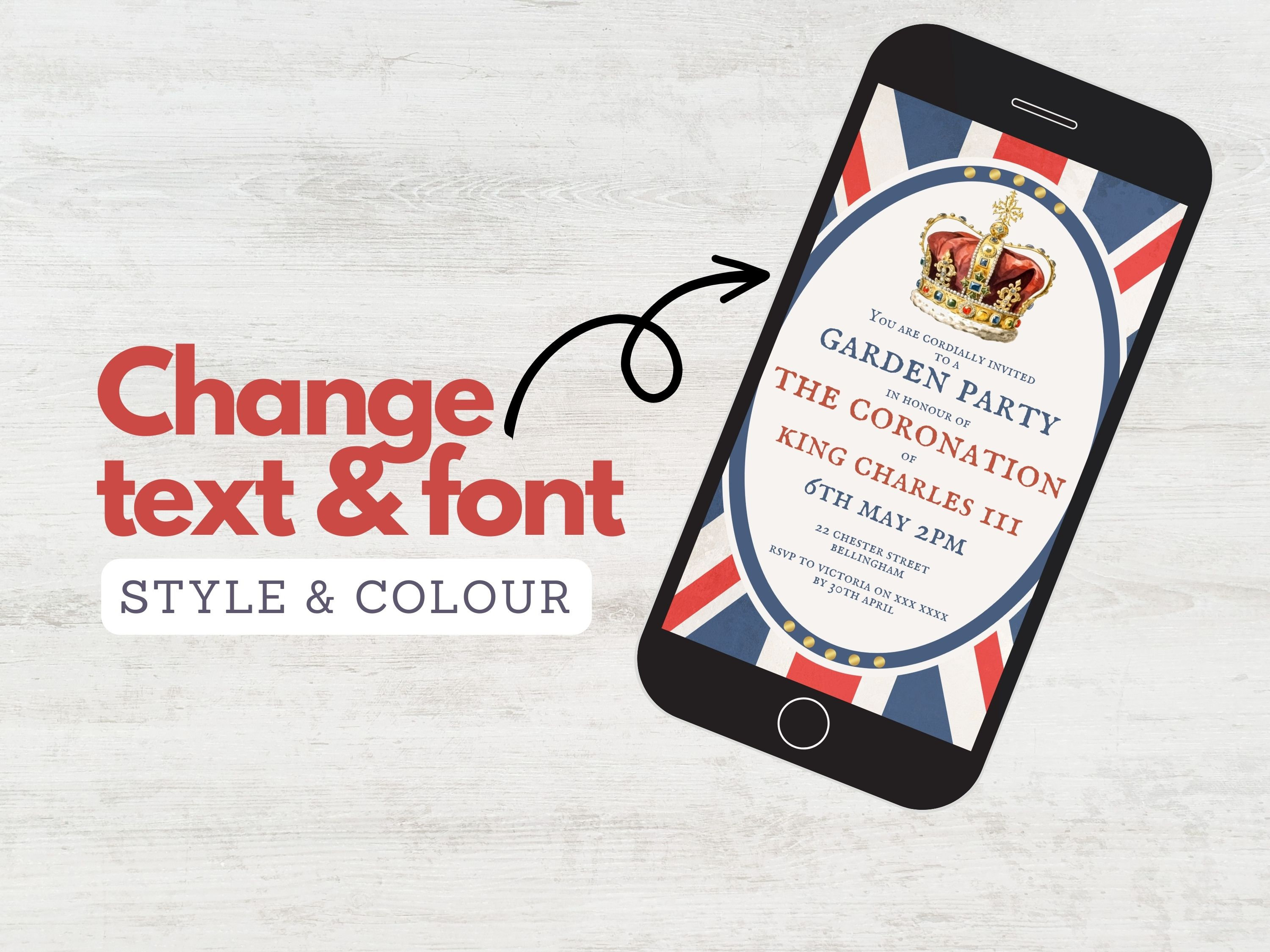 Editable Coronation Garden Party Invitation INSTANT DOWNLOAD, Invite ...