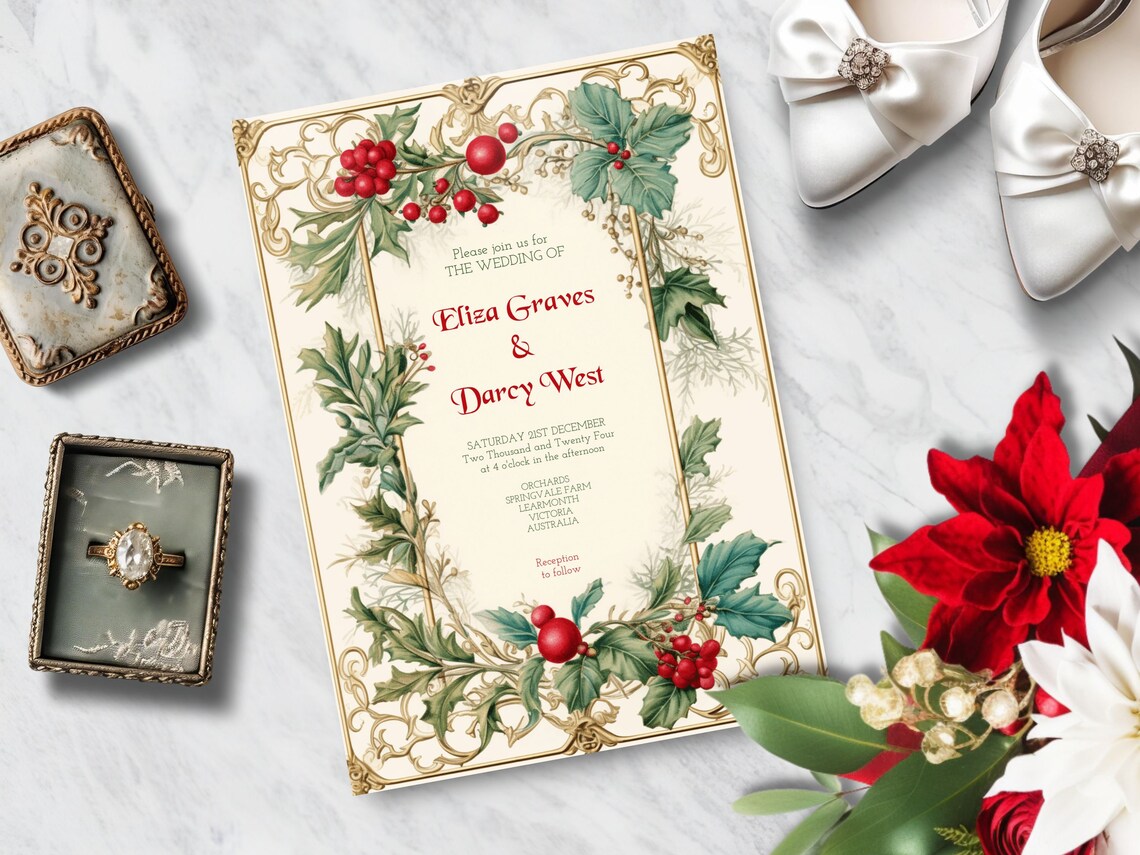 Victorian Wedding Invitation, INSTANT DOWNLOAD, Vintage Christmas ...