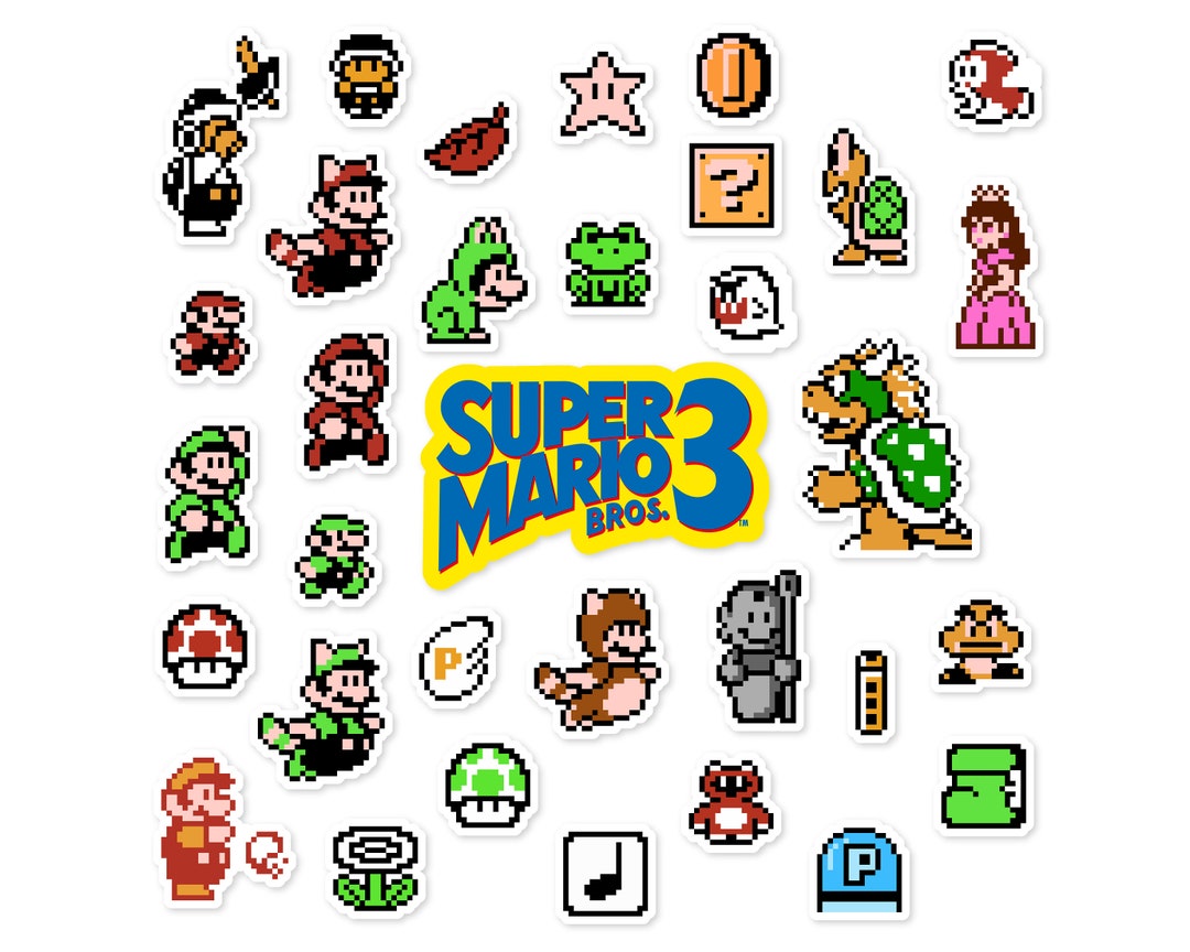 Super Mario Bros. 3 NES Sticker Set 33 Pieces - Etsy