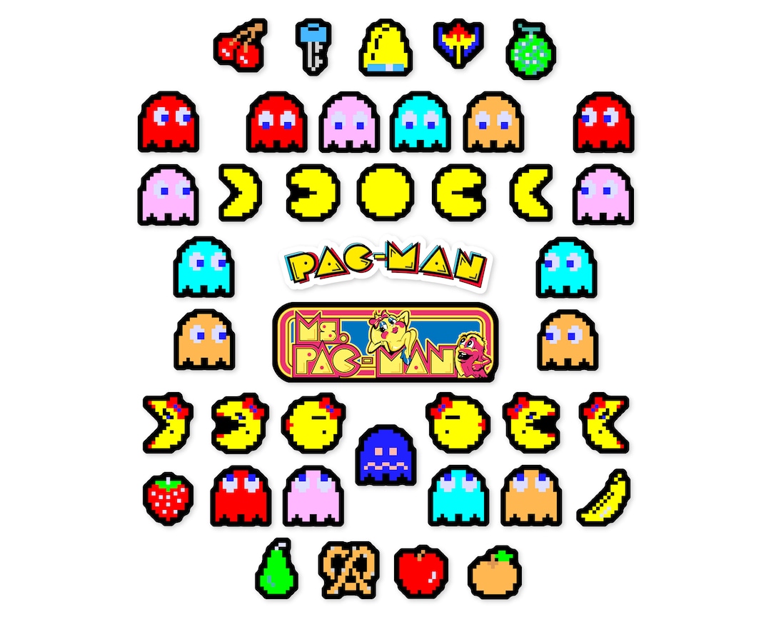 Set adesivi Pac-Man & Ms. Pac-Man 41 pezzi - Etsy Italia