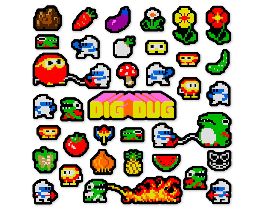 Dig Dug Arcade Sticker Set 35 Pieces - Etsy