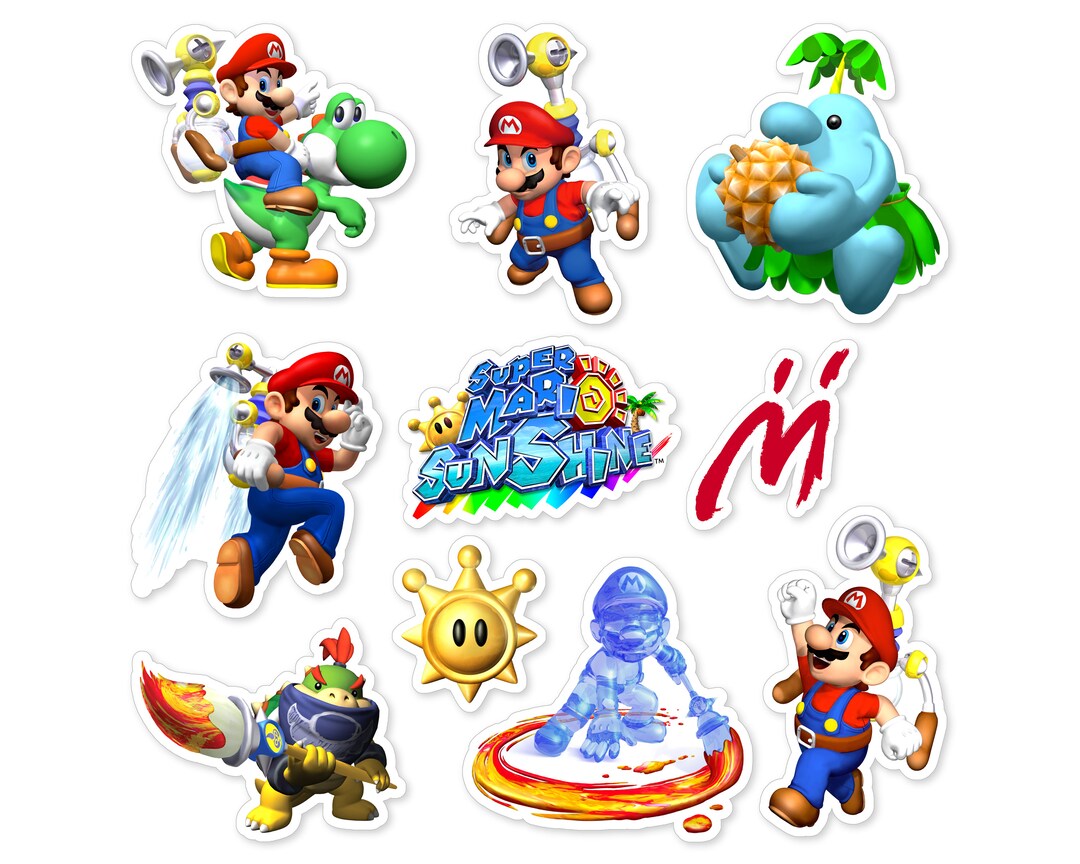 Super Mario Sunshine Gamecube Sticker Set 10 Pieces - Etsy