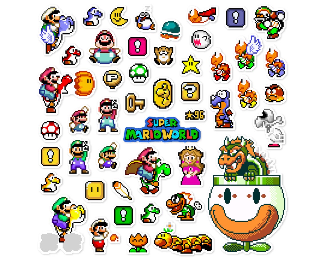 Super Mario World Sticker Set 48 Pieces - Etsy