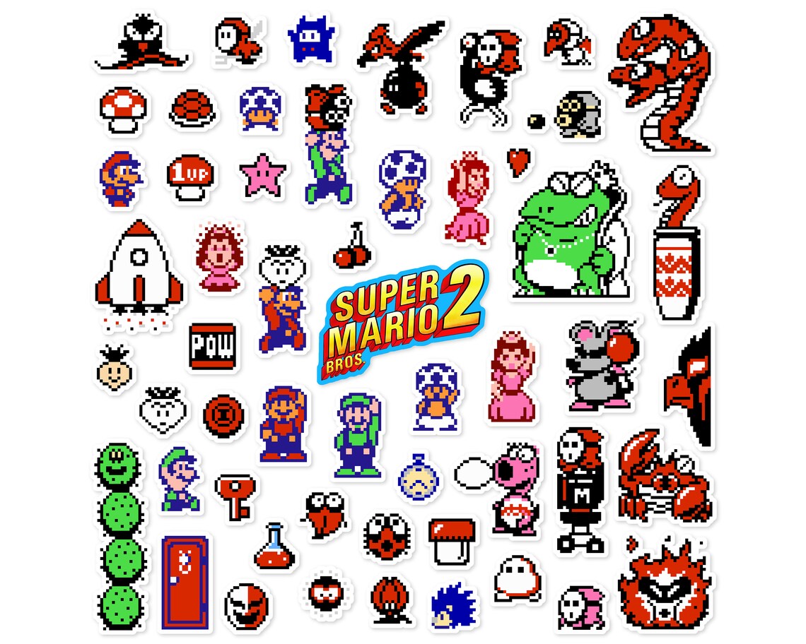 Super Mario Bros. 2 NES Sticker Set 54 Pieces - Etsy