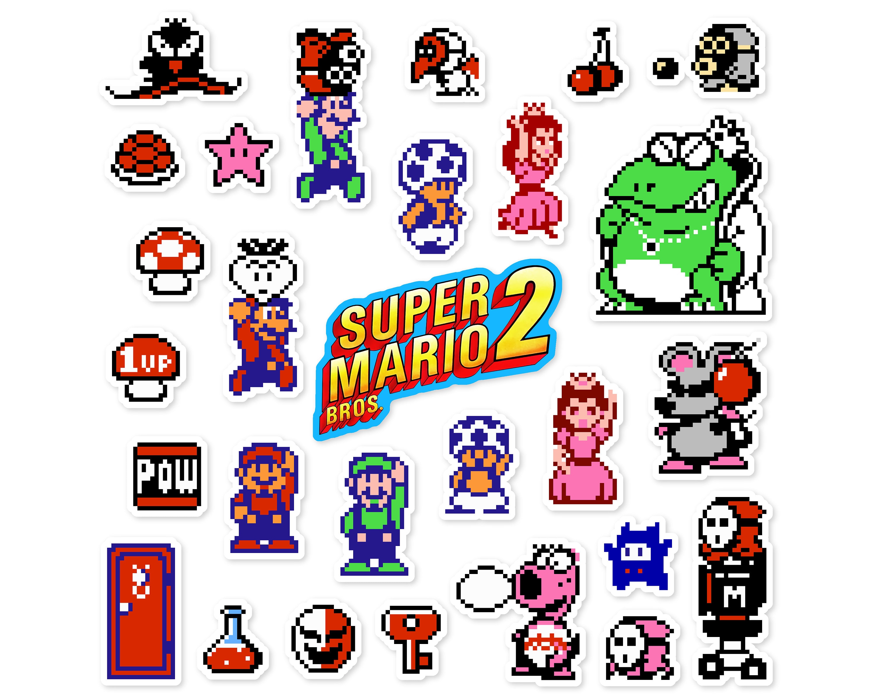 Super Mario Bros. 2 NES Sticker Set 28 Pieces - Etsy