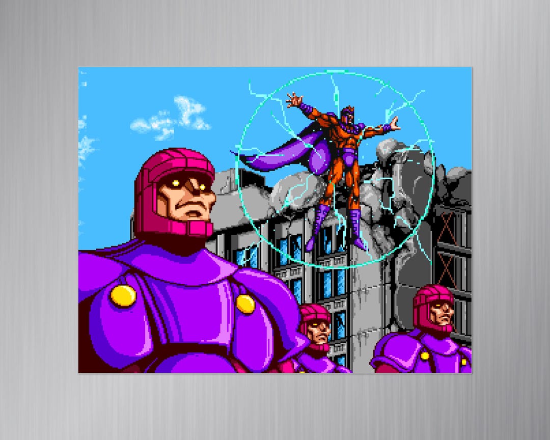 X-men Arcade Game Magneto & Sentinels Intro Scene Large Magnet 6.75 X 8 ...