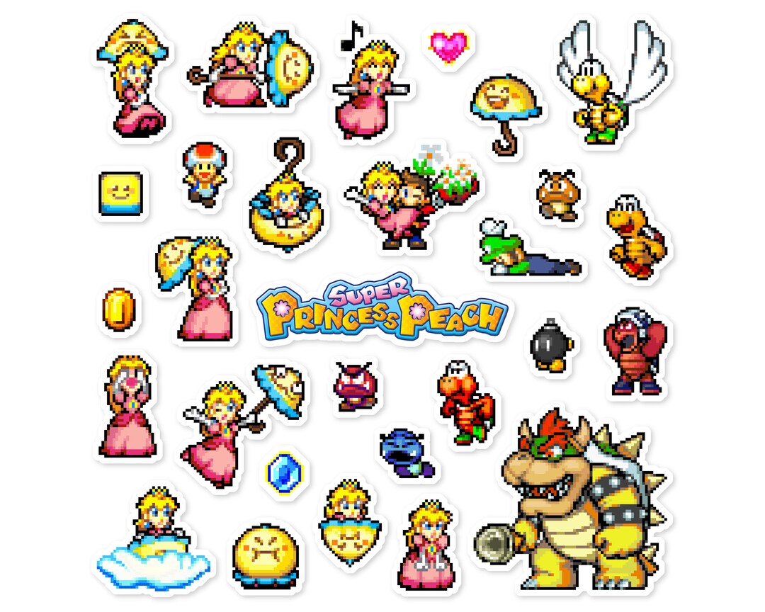 Super Princess Peach Sticker Set 29 Pieces - Etsy