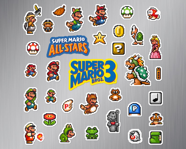 Super Mario Bros. 3 Super Mario All-stars SNES Magnet Set 34 - Etsy