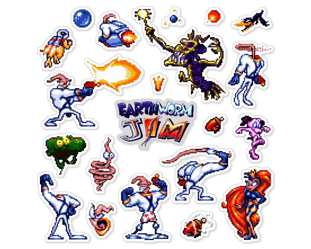 Earthworm Jim Sega Genesis Sticker Set 21 Pieces - Etsy