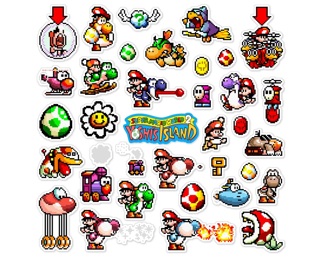 Yoshi's Island Super Mario World 2 SNES Sticker Set 35 Pieces - Etsy