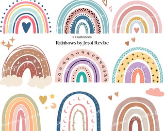 Rainbows, Pastel, Digital Clip Art Set - Etsy