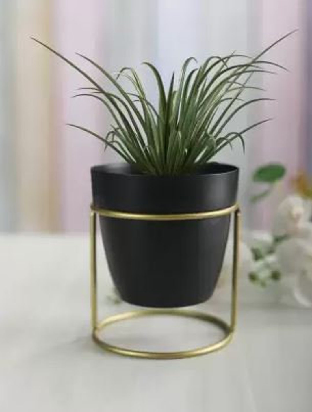 Planters and Pots, Modern Black Plant Pot, Flower Pot With Plant Stand ...