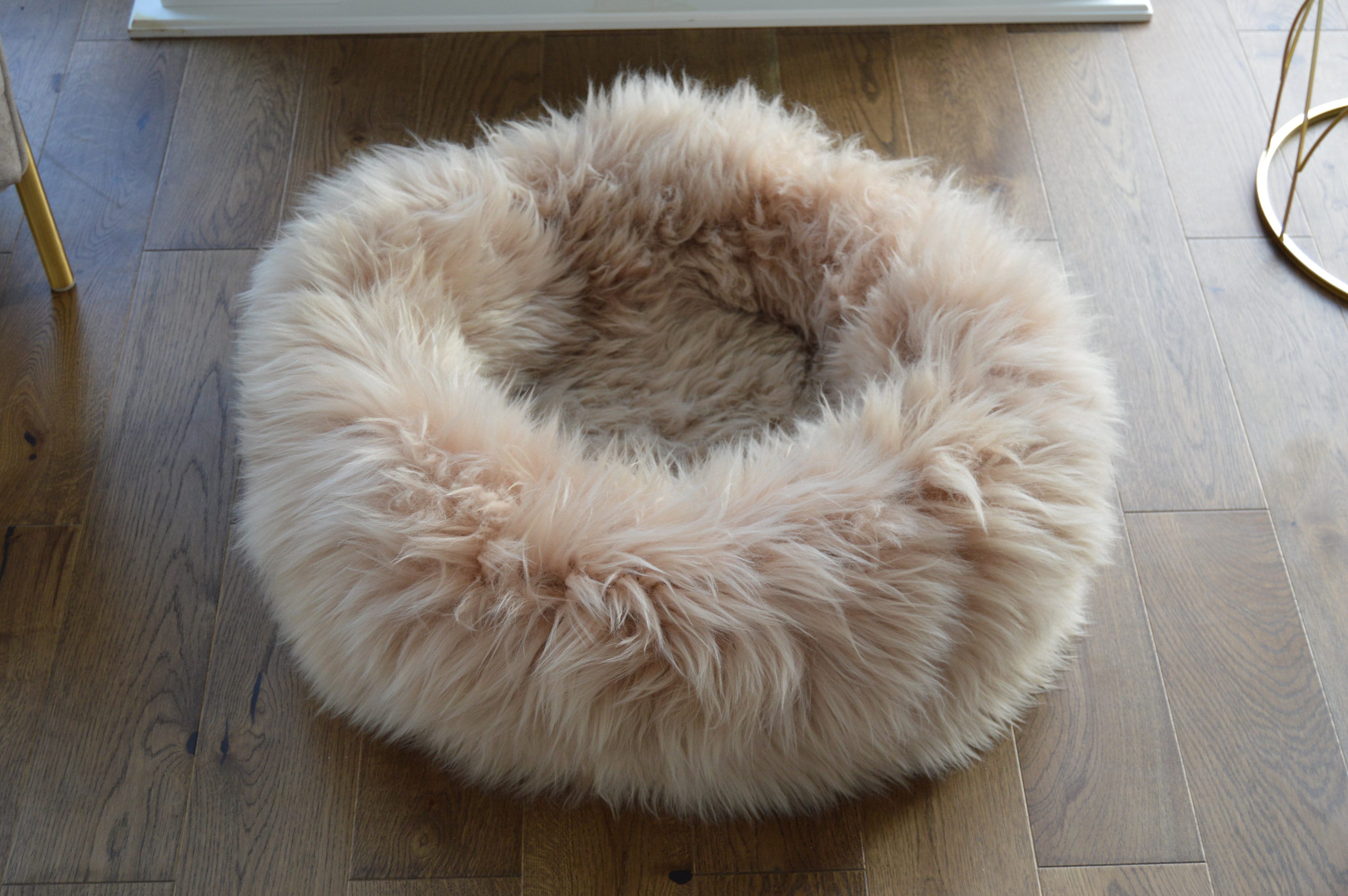 Real Sheepskin Dog Bed CAPPUCCINO Color Cat Bed Fur Cozy - Etsy