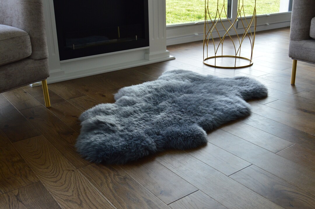 Genuine Dyed Gray Sheepskin Rug, Pelt, Carpet, Giant Sheepskin Rug ...