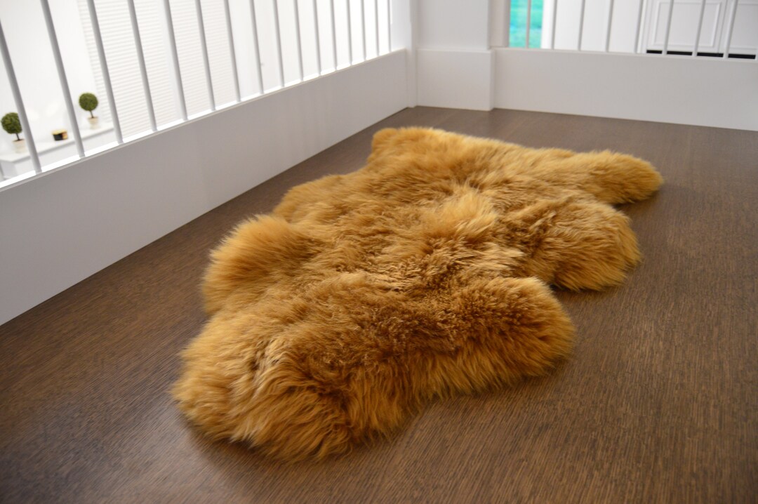 Dyed Mustard Color Genuine Sheepskin Rug, Single Pelt, Sheep Skin Rug ...