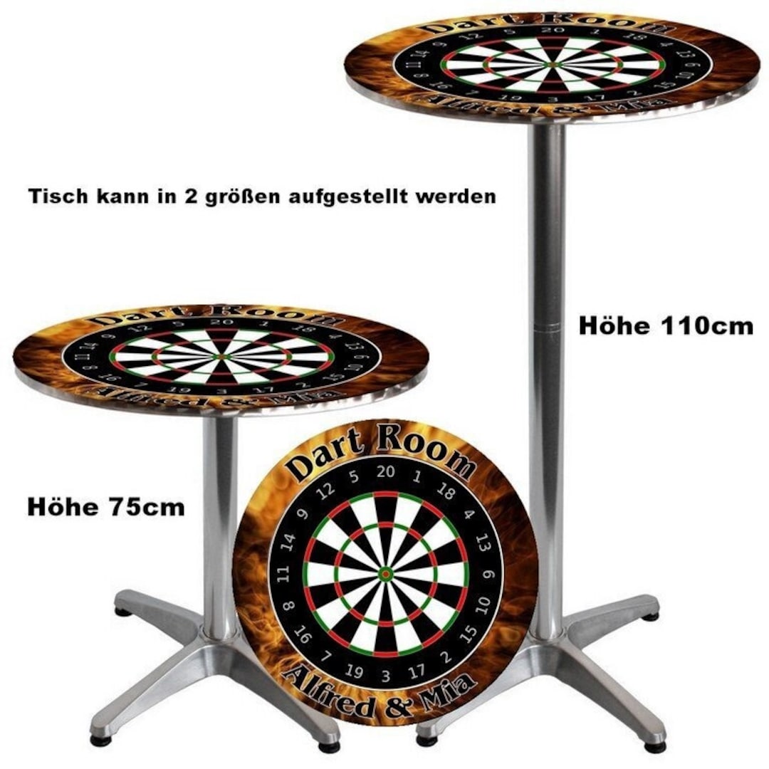 Bar Table or Bistro Table With Dart Print, Dart Board in Different ...