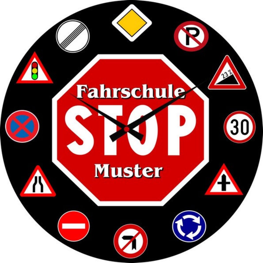 Wall Clock Driving School / Traffic Signs / Traffic Signs With Your Own ...
