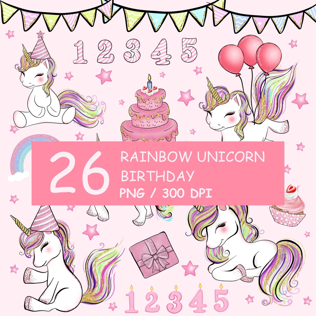 Rainbow Unicorn Clipart Gilliter Sweets Unicorn PNG - Etsy