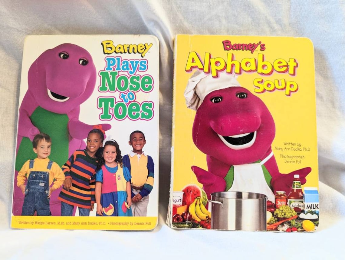2 Vintage Board Books Barney Plays Nose to Toes & Barney's - Etsy