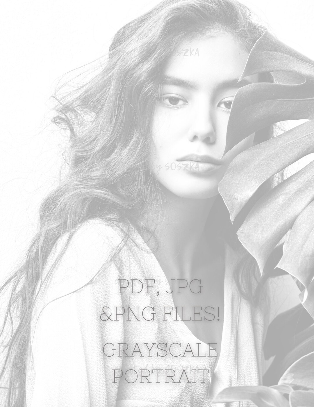 Grayscale Portrait Coloring Book, Printable Adult Coloring Pages ...