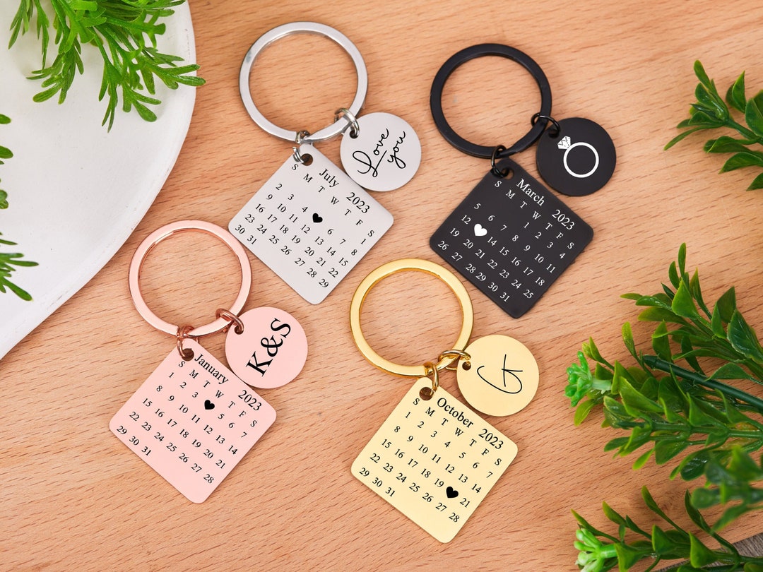Personalized Calendar Keychaincustom Date Save - Etsy