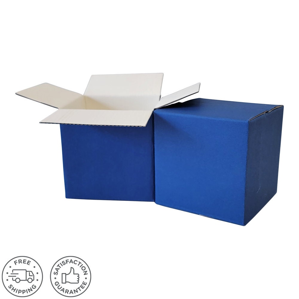 4X4X4 Blue Shipping Boxes for Small Business, Packaging Boxes, Gift ...